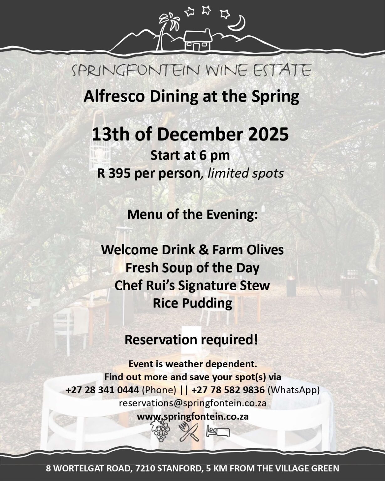 Event Schedule for the 4th Quarter of 2025 – Springfontein Wine Estate