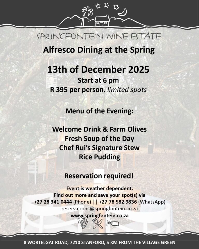 Event Schedule for the 4th Quarter of 2025 – Springfontein Wine Estate